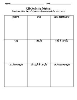 Geometry Terms Notes And Worksheets Lindsay Bowden Worksheets Library