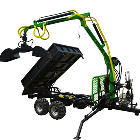 Atv 3 Tons Timber Trailer Crane Log Trailer Grapple Hydraulic Log