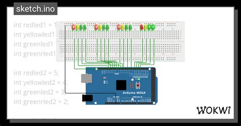 4 Way Traffic Light Wokwi ESP32 STM32 Arduino Simulator