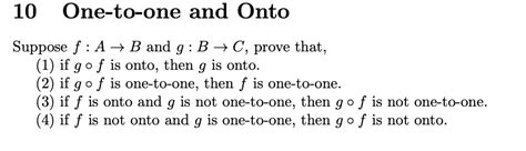 solved 10 one to one and onto suppose f a→b and g b→c prove
