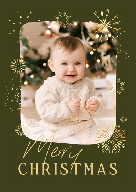 Fotokaart Kerst Enkel Goud Vuurwerk Foto Merry Kaartje2go