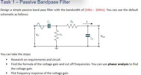 Solved Task 1 Passive Bandpass Filter Design A Simple Chegg