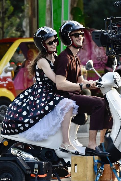 Lily Collins And Eugenio Franceschini Enjoy A Romantic Vespa Ride