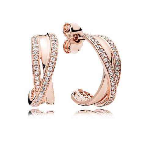 Pandora Rose Entwined Hoop Earrings Clear Cubic Zirconia REEDS Jewelers