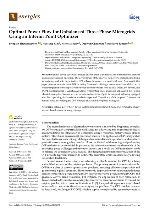 pdf optimal power flow for unbalanced three phase microgrids using an interior point optimizer