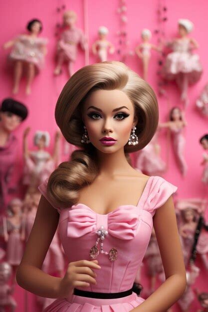 Premium Ai Image A Model With A Pink Dress And A Pink Bow On The Neck
