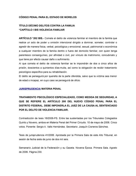 Código Penal PARA EL Estado DE Morelos C伃ĀDIGO PENAL PARA EL ESTADO
