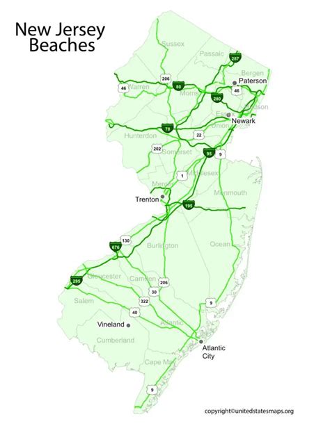 New Jersey Beaches Map Map Of New Jersey Beaches