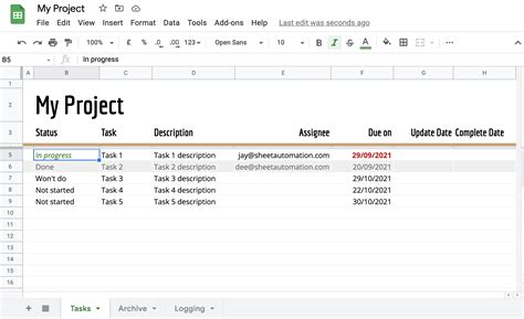 Automate Task Tracking For Google Sheets SheetAutomation