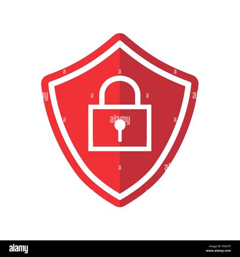 Icono De Escudo De Cerradura Con Llave Con Planos De Color Rojo Icono