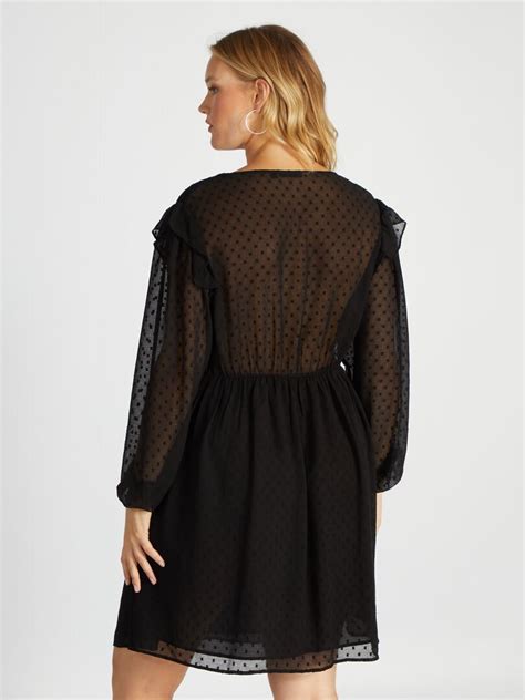 Robe Longue En Plumetis Noir Kiabi