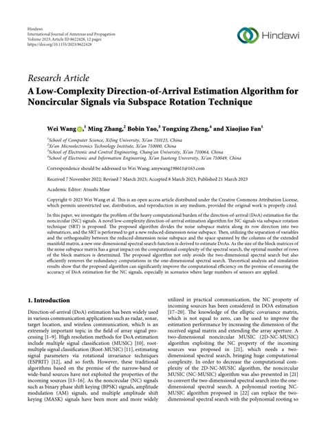 pdf a low complexity direction of arrival estimation algorithm for noncircular signals via