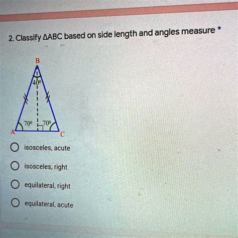 solved classify angle abc on side length and angles measure 2 classify aabc based on side