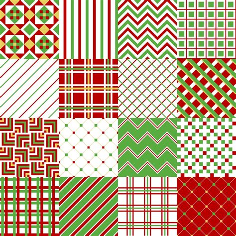 Set Of 16 Colored Traditional Christmas Patterns Vector Illustration