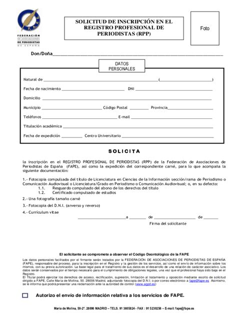 Completable En línea solicitud de inscripcin en el registro profesional