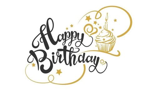 Happy Birthday Card With Cupcake And Stars On White Background Stock