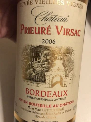 Château Prieuré Virsac Cuvée Vieilles Vignes Bordeaux Vivino Australia