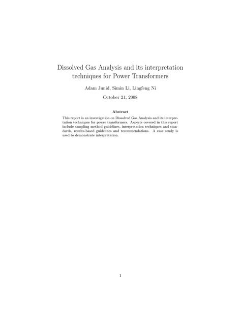pdf dissolved gas analysis and its interpretation techniques for power transformers