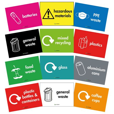 A5 Landscape Recycling Bin Labels Unisan UK