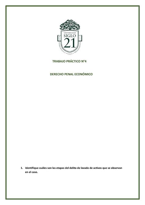 Trabajo Práctico N4 tp 4 penal economico TRABAJO PRÁCTICO N