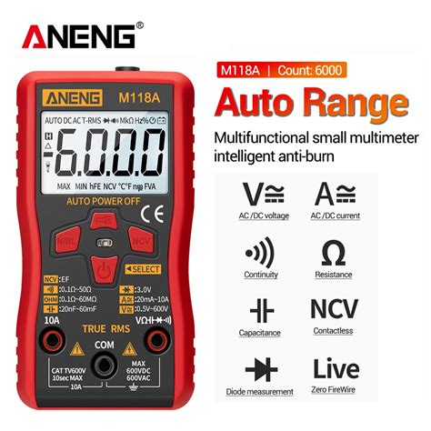 ANENG Mini multimètre numérique M118A True Rms testeur de transistor