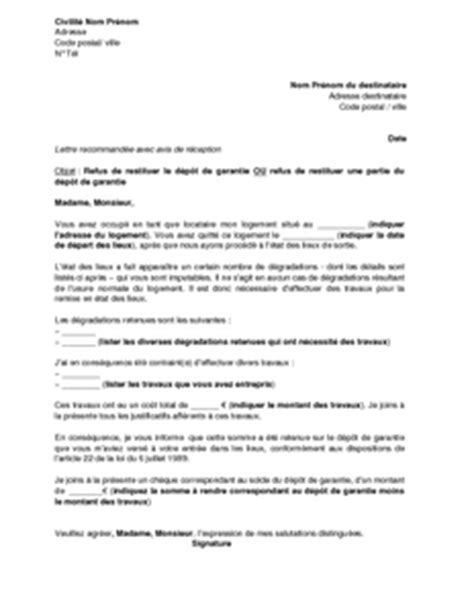 Lettre Restitution De Caution