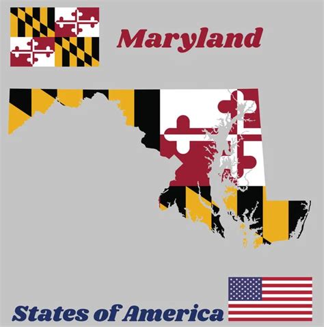 Esquema del mapa y bandera de Maryland estandarte heráldico de George