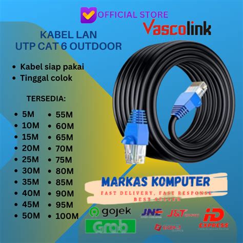 Jual Kabel Lan Outdoor Vascolink Utp Cat Cat Siap Pakai Hitam M