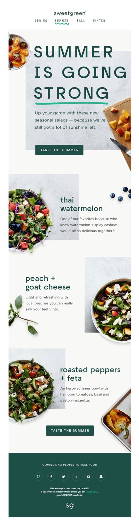 SweetGreen Email Design Inspiration Food Recipes Cooking