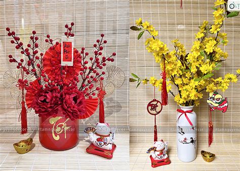 Những ý tưởng bình hoa giả trang trí tết đặc biệt dành riêng cho mùa Tết