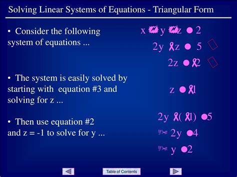 ppt solving linear systems of equations triangular form powerpoint presentation id 9213608