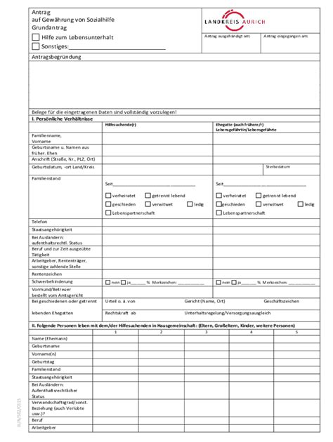 Ausfüllbar Online Erstantrag auf Gewhrung von Sozialhilfe Fax Email