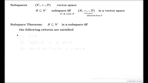 subspaces and subspace theorem youtube