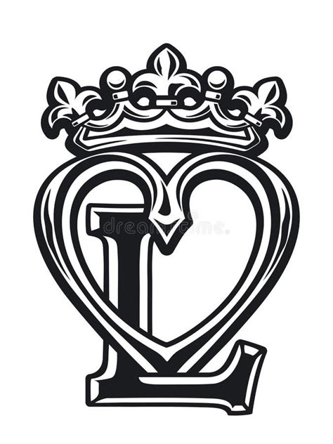 Monogramme De La Lettre L Avec Le Coeur Et La Couronne Illustration De