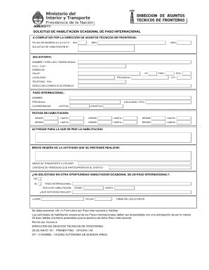 Completable En línea ANEXO II Solicitud de Habilitaci n Ocasional de