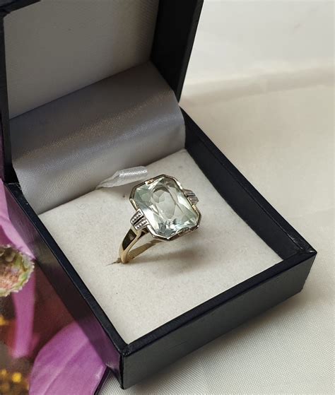 165 Mm Art Deco Ring Gold 585 Aquamarin Spinell Edel Shabby Etsy