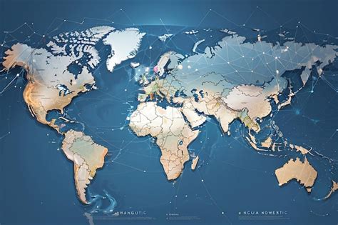 Premium Photo Global Network Connection World Map Point And Line