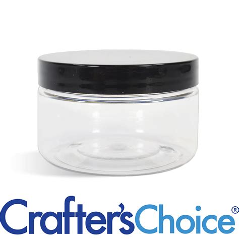 08 Oz Clear Heavy Wall Jar W Blk Straight Top Set Wholesale Supplies