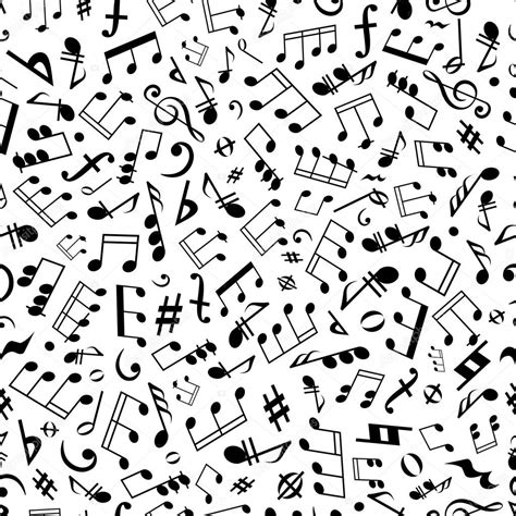 Seamless Music Notes And Marks Background Pattern Vector Image By