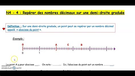 N Rep Rer Des Nombres D Cimaux Sur Une Demi Droite Gradu E
