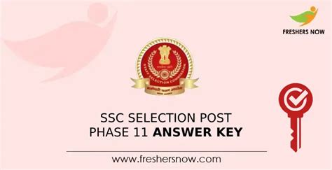 SSC Selection Post Phase 11 Answer Key 2023 Out Objections