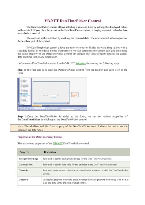 calendar control for practical experience vb datetimepicker control the datetimepicker