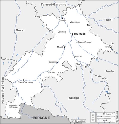 Haute Garonne carte géographique gratuite carte géographique muette