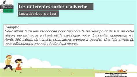 Les différents types dadverbes lieu manière temps et bien dautres