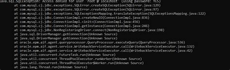 mysql xampp and epm agent java sql sqlexception access denied for user root localhost