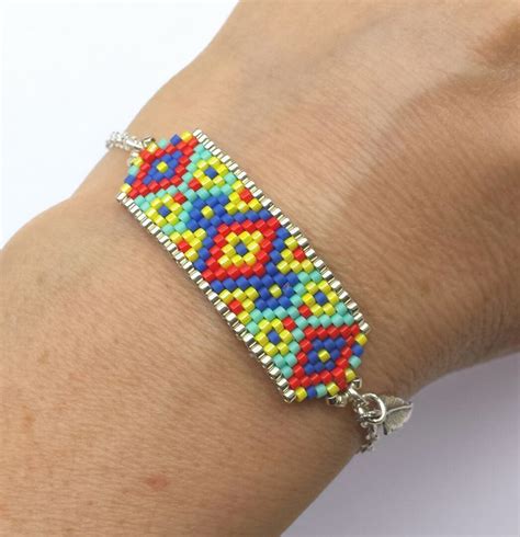 Bracelet fin Cherokee Bracelet brodé main en perles Miyuki