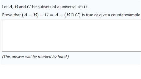 solved let a b and c be subsets of a universal set u prove
