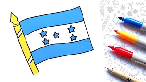 Como Dibujar La Bandera De Honduras Paso A Paso Dibujos Para Dibujar