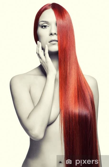 Oreiller De Corps Femme Nue Avec De Longs Cheveux Rouges PIXERS FR