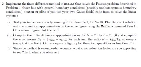2 implement the finite difference method in matlab